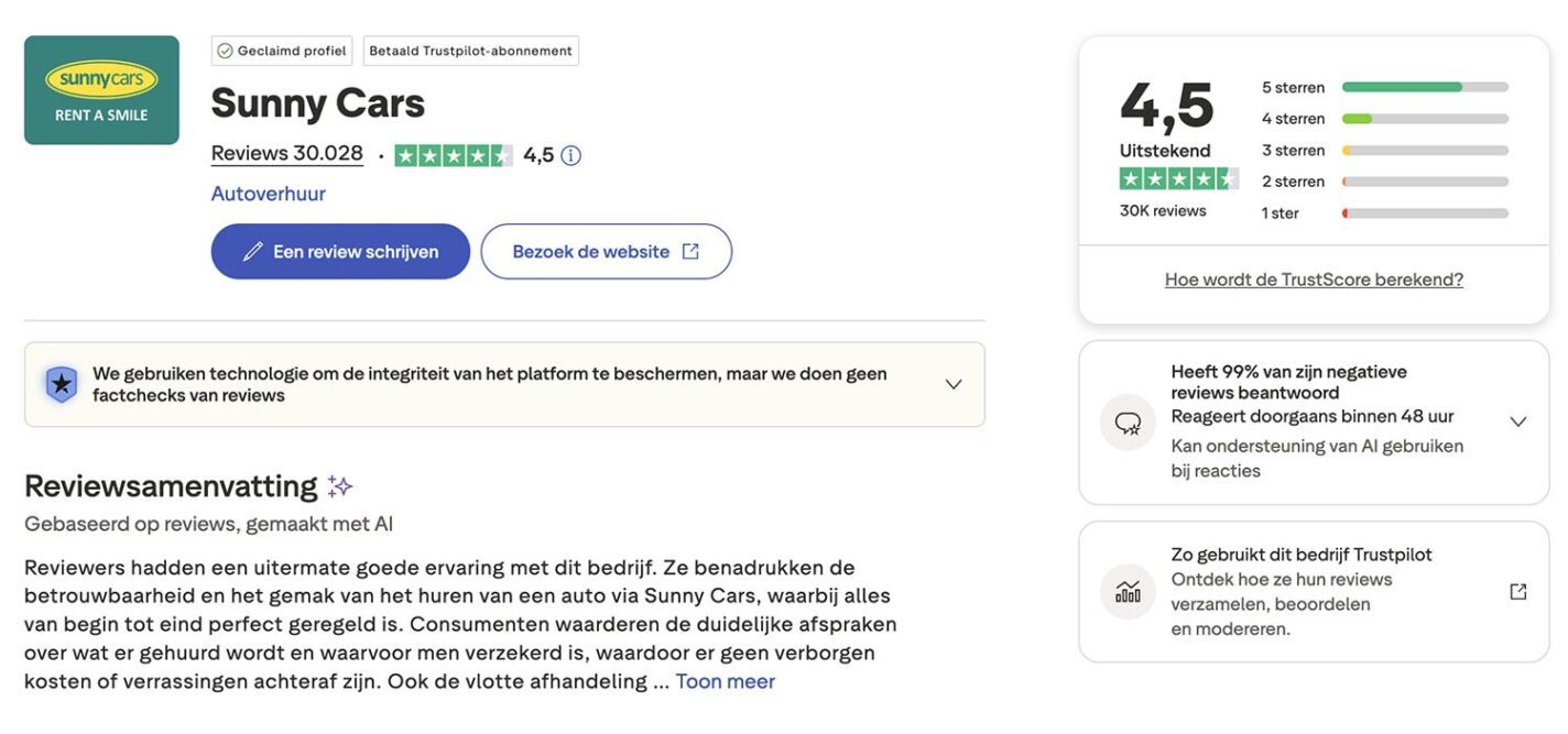 Sunny Cars review 2026: een auto huren zonder zorgen - Liefde voor Reizen
